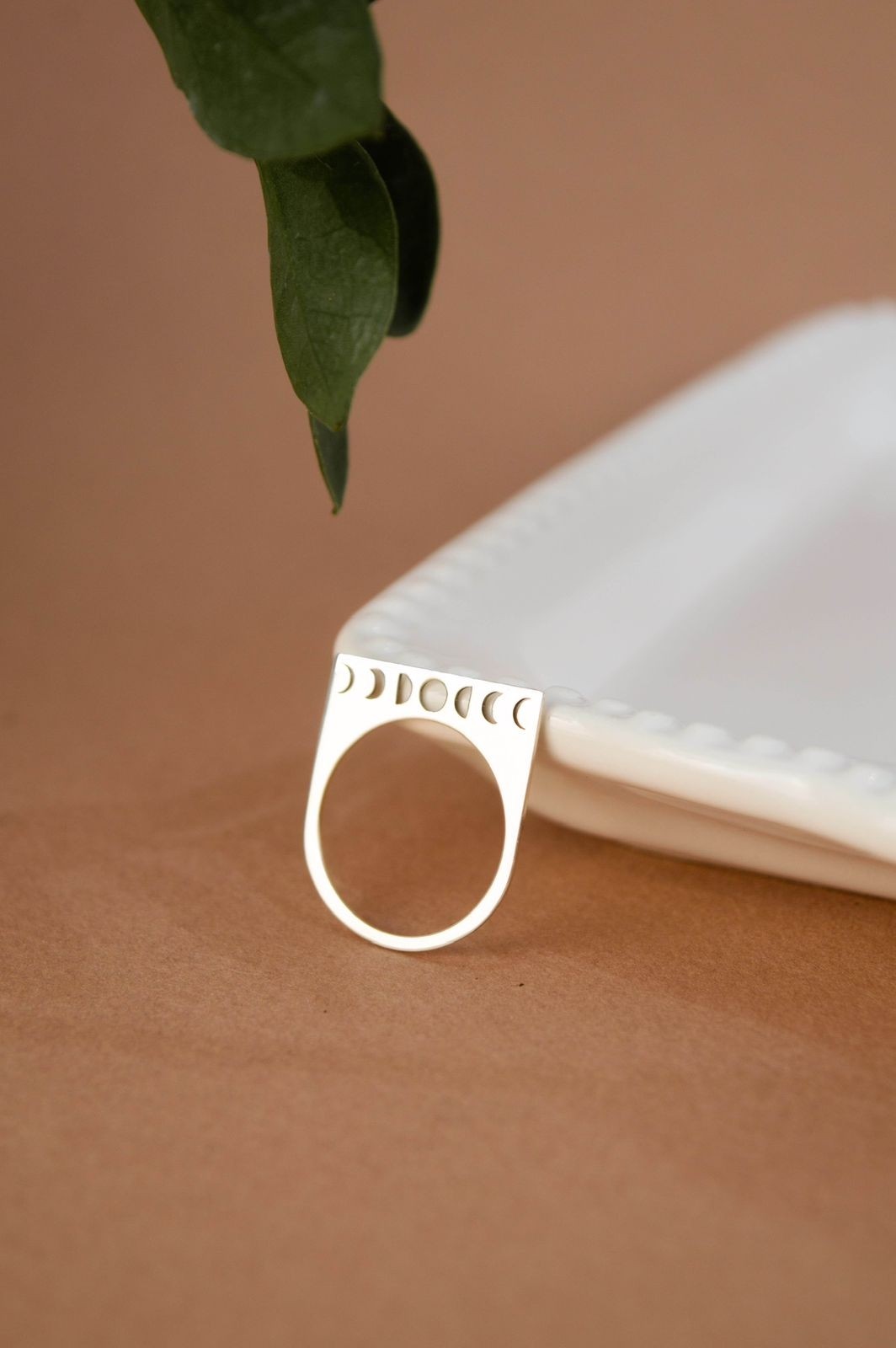 Prata Bonita | Anel Fino Quadrado Chapa Fases da Lua